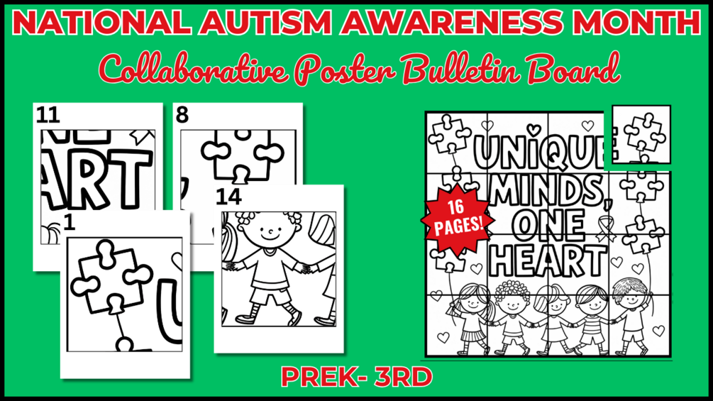 Autism Awareness Month Coloring Pages: Collaborative Poster Bulletin ...
