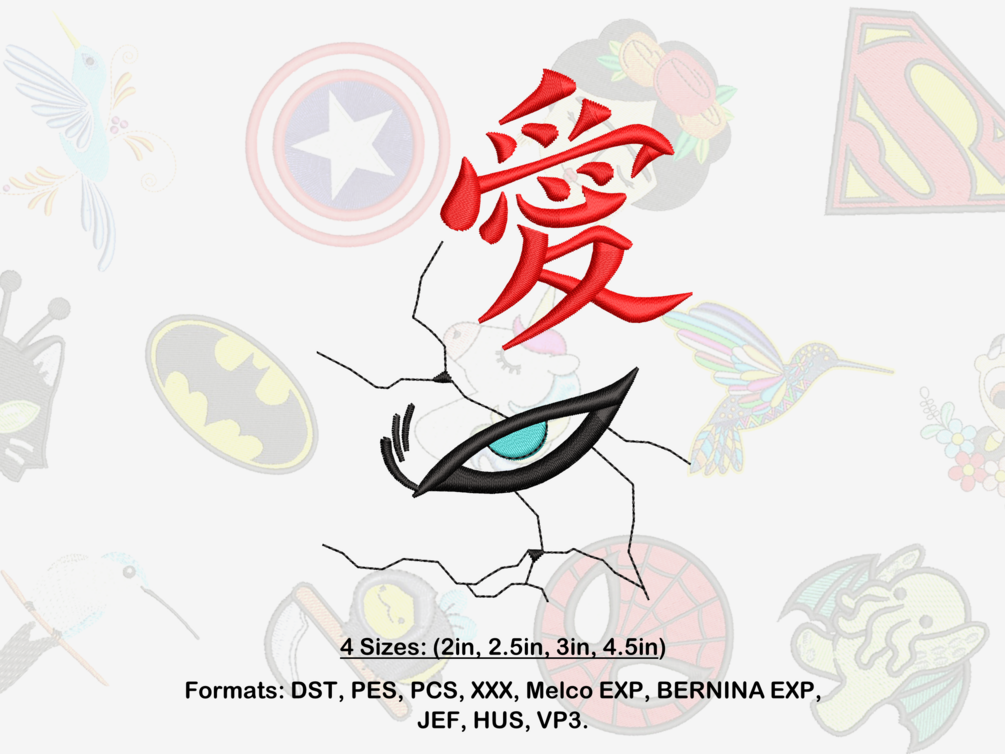 Anime Embroidery Design. 4 sizes. Ninja Eye Embroidery Pattern.