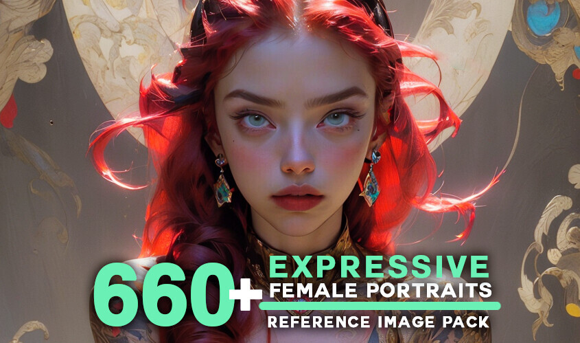 Expressive Female Portraits References Pack