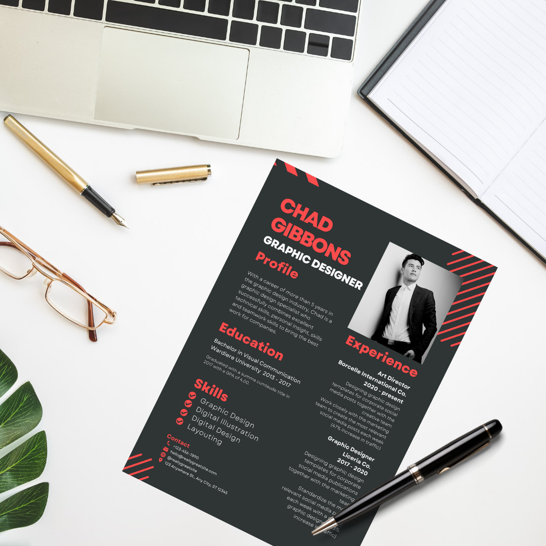 Orange and Grey Chad Gibbons's Resume Templates