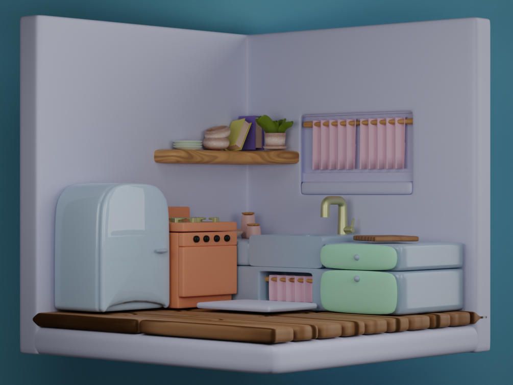 isometric kitchen - Blender 3D