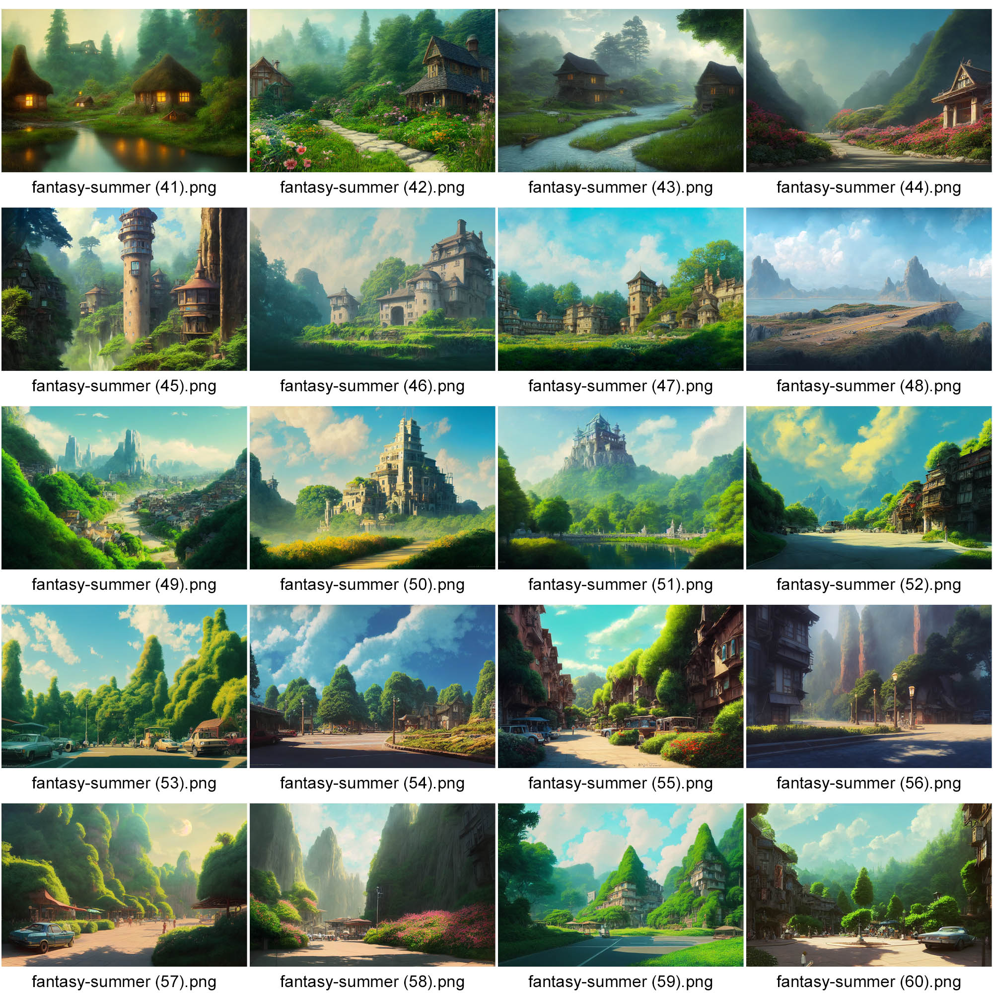 Peaceful Summer in a Fantasy World. Digital Art Pack in Hi-Res 8K