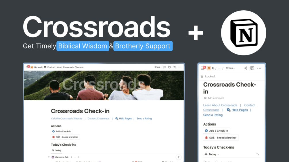 Crossroads App: Get Timely Biblical Wisdom & Brotherly Support - Notion Template