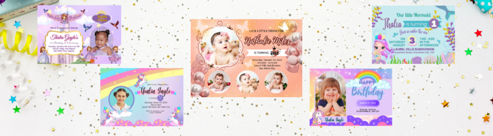 Editable & Printable Kid's Birthday Invitation For Girls (3R Size)