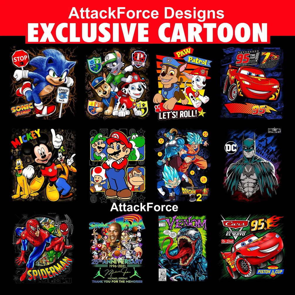 43 Exclusive Cartoon Designs Screenprinting DTF Printing Cartoon PNGs ...