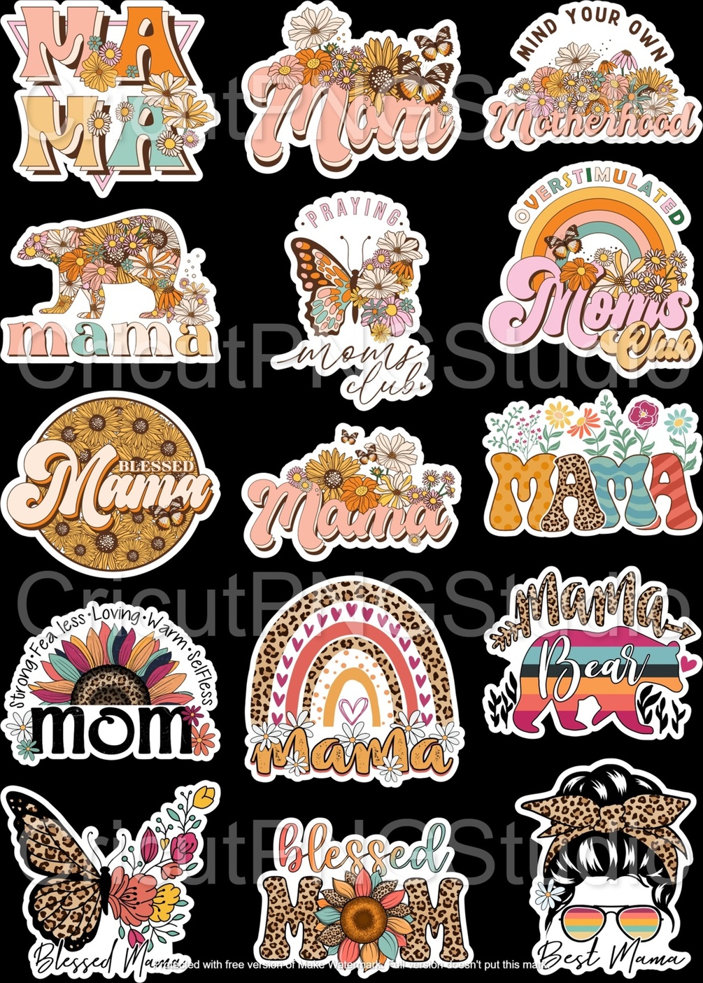 Mama PNG file Bundle for Sticker Making 1