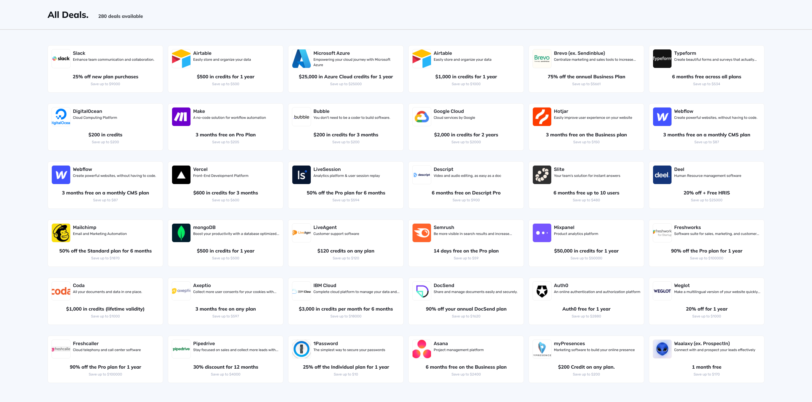 250+ Premium SaaS Deals