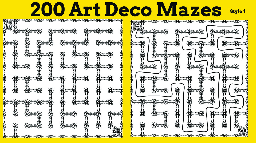 200 Art Deco Mazes Style 1 - Square Mazes 10 x 10 inches