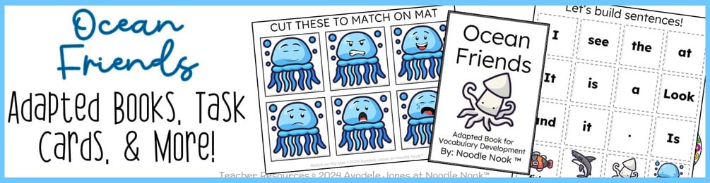 Ocean Themed Unit (Adapted Books, Task Cards, Pocket Chart and More!)