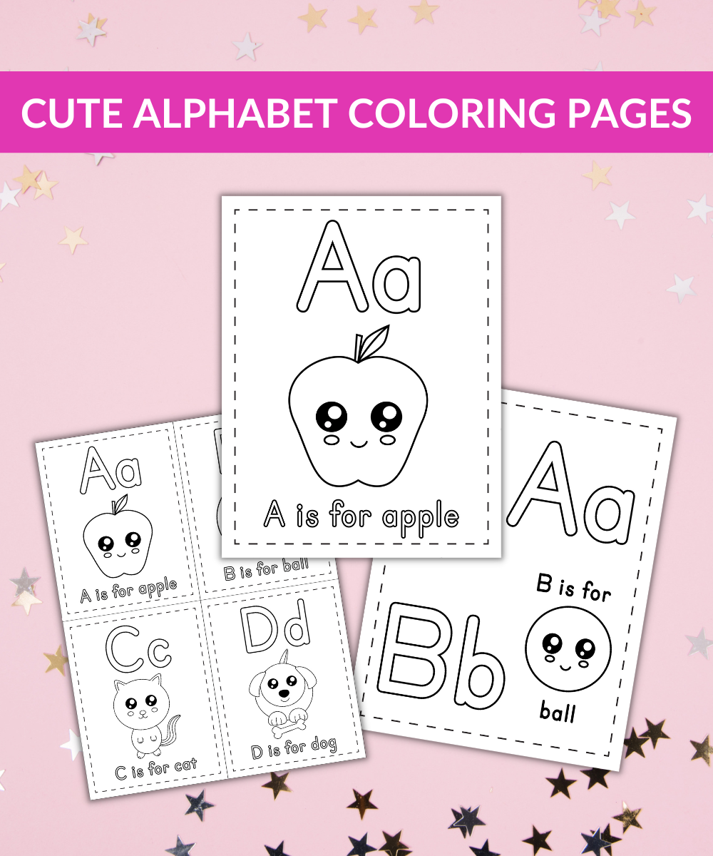 Cute Alphabet Coloring Pages - Commercial Use Allowed