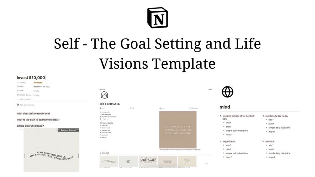 Self - The Goal Setting and Life Visions Template