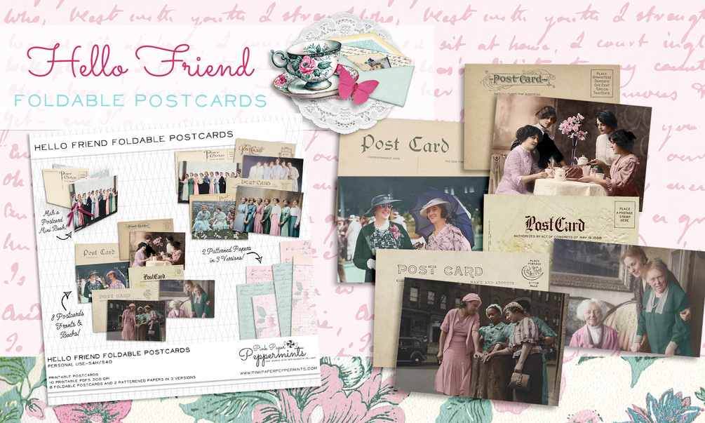 Hello Friend | Vintage Friendship Photos - Foldable Postcards