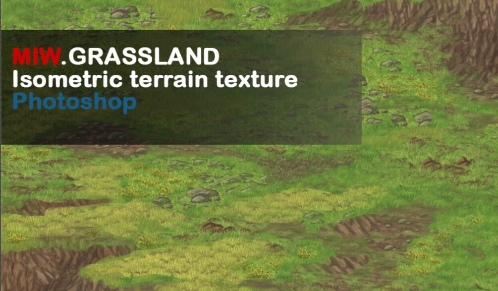 Isometric Grassland terrain texture for Adobe Photoshop