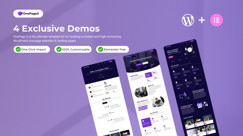 OnePage X – WordPress Single Page Elementor Template Kit