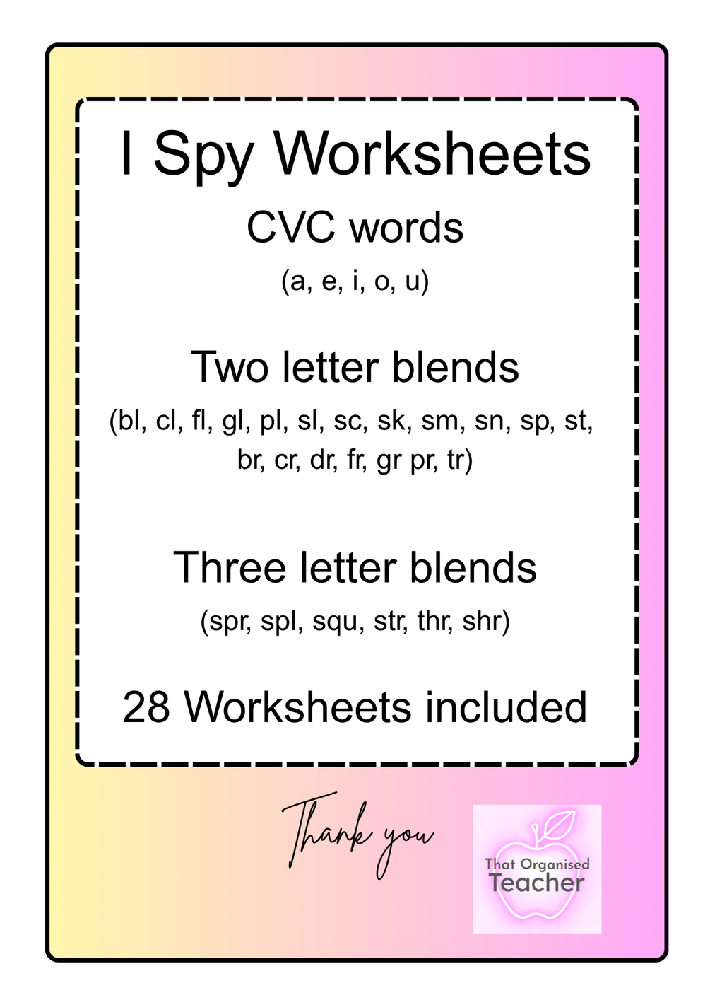 I Spy CVC and Blends worksheets