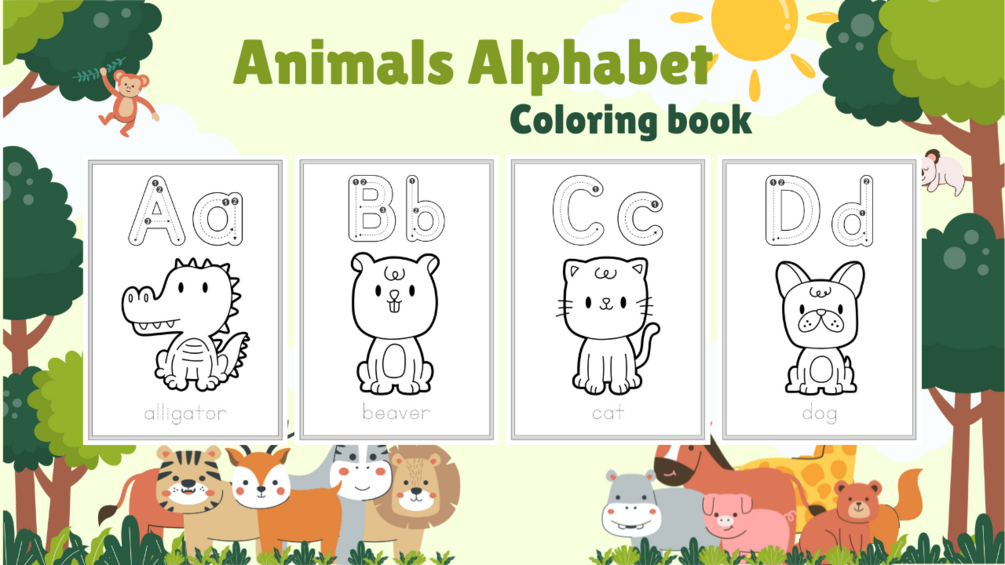 Animal Alphabet Tracing and Coloring Book: Fun Learning for Kids Ages 2 ...