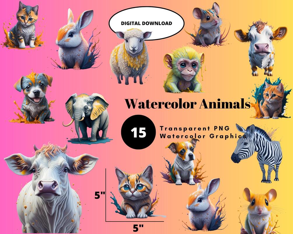 Water Color Clipart Animals