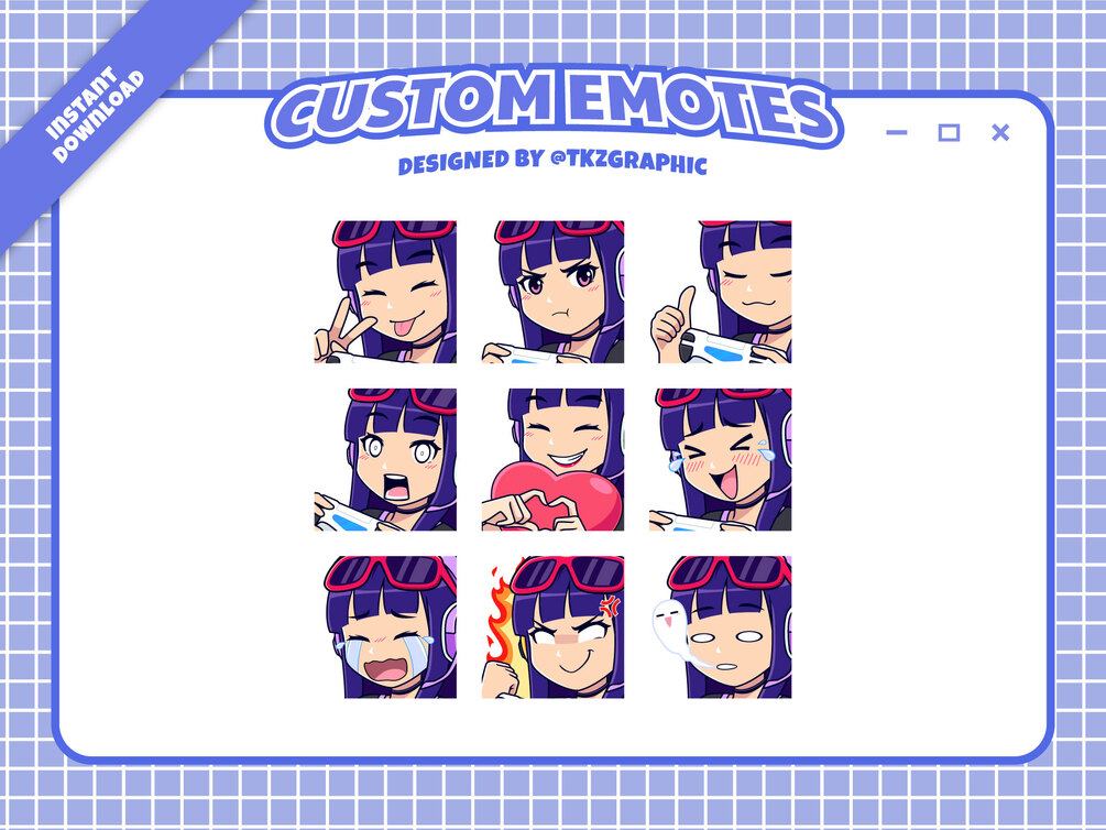 Emo Gamer Girl - Custom Twitch Emotes