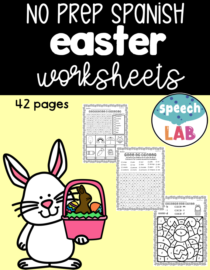 No-prep Spanish Spring Worksheets (speech therapy - language - spanish)