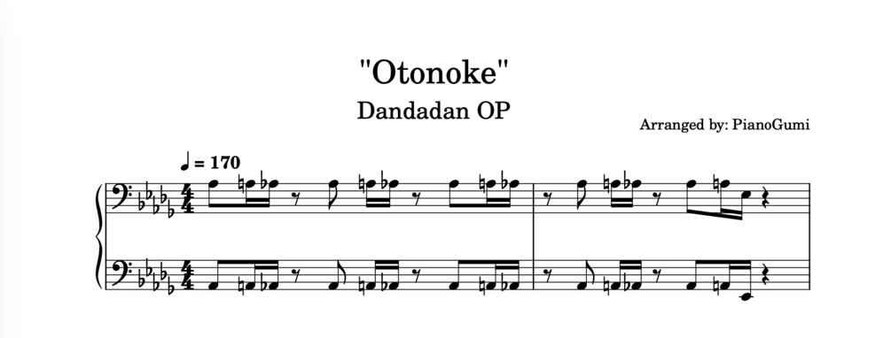 Dandadan OP - "Otonoke" - EASY Piano Sheet Music