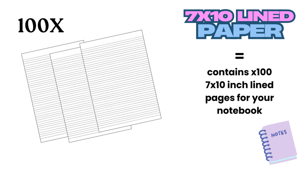 KDP interior 7x10 Lined notebook paper for notebook