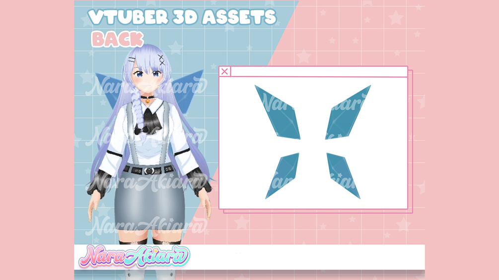 3D Vtuber Assets Crystal Spark Wings vroid commission, 3D assets ready ...