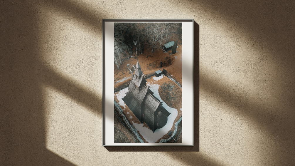 Black Stave Church during Autumn