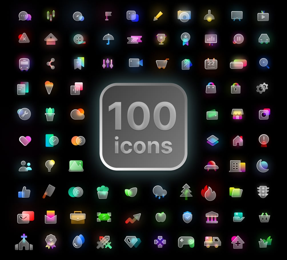 [FREE] 100 glass icons