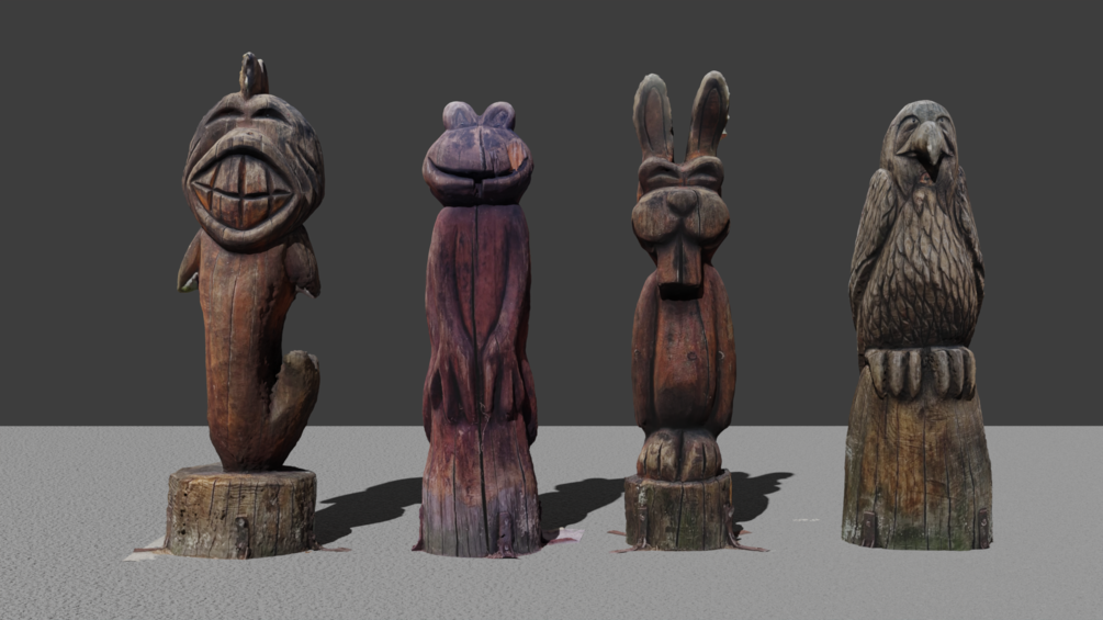 4 High Quality Wooden Statue Scans (.blend)