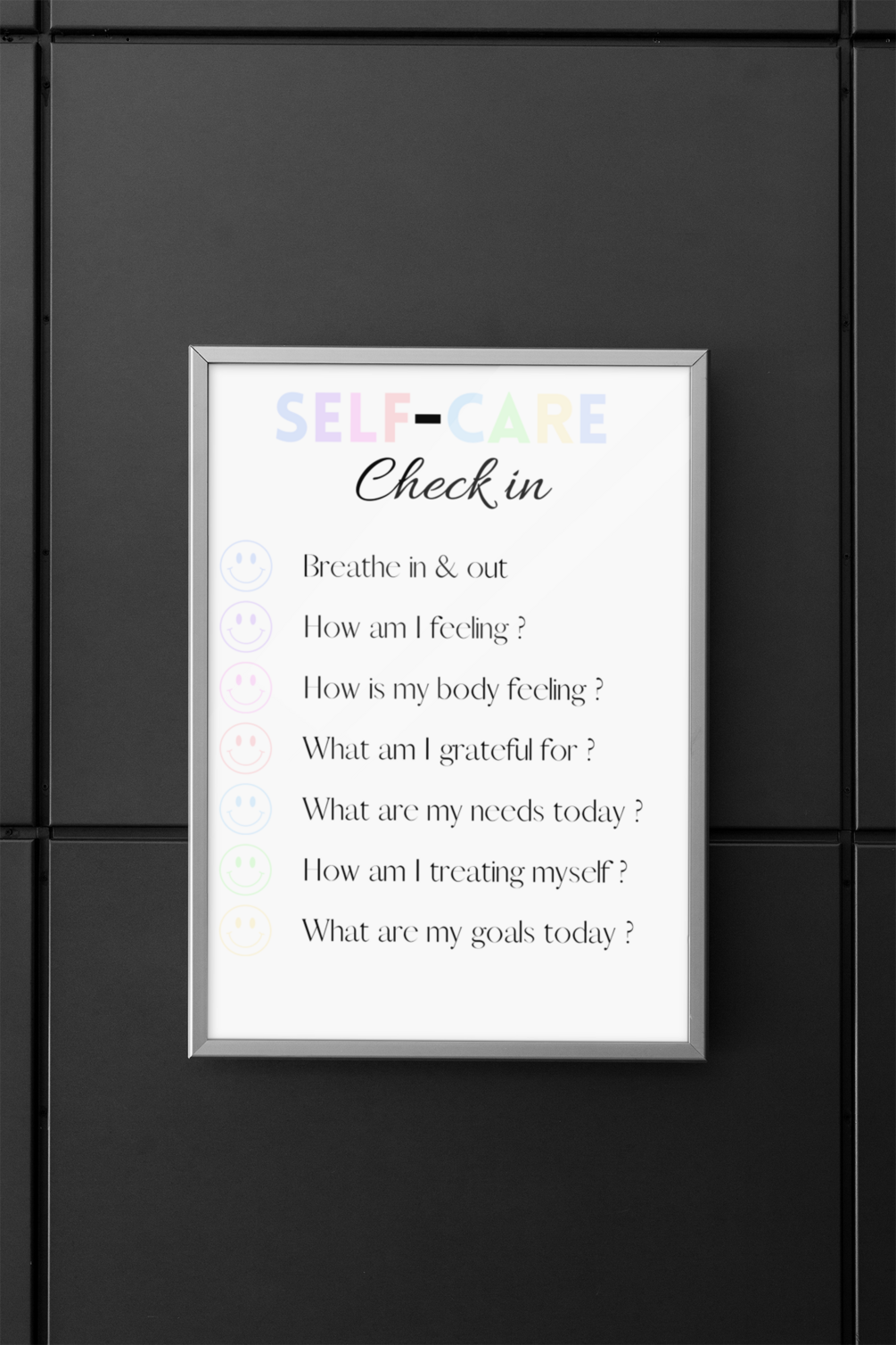 Self-care check in wall art