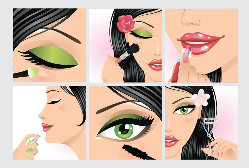 Beauty saloon, face makeup cosmetics art vector advertising banner or ...