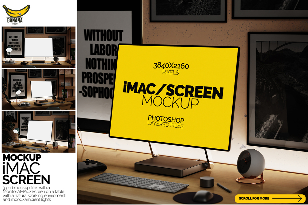 Screen Mockup set in a Moody Scene on a Table with Artwork