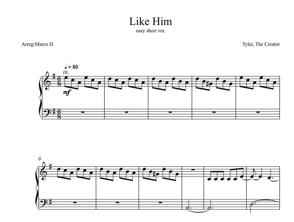 Like Him EASY SHORT VER. + FREE SHEET