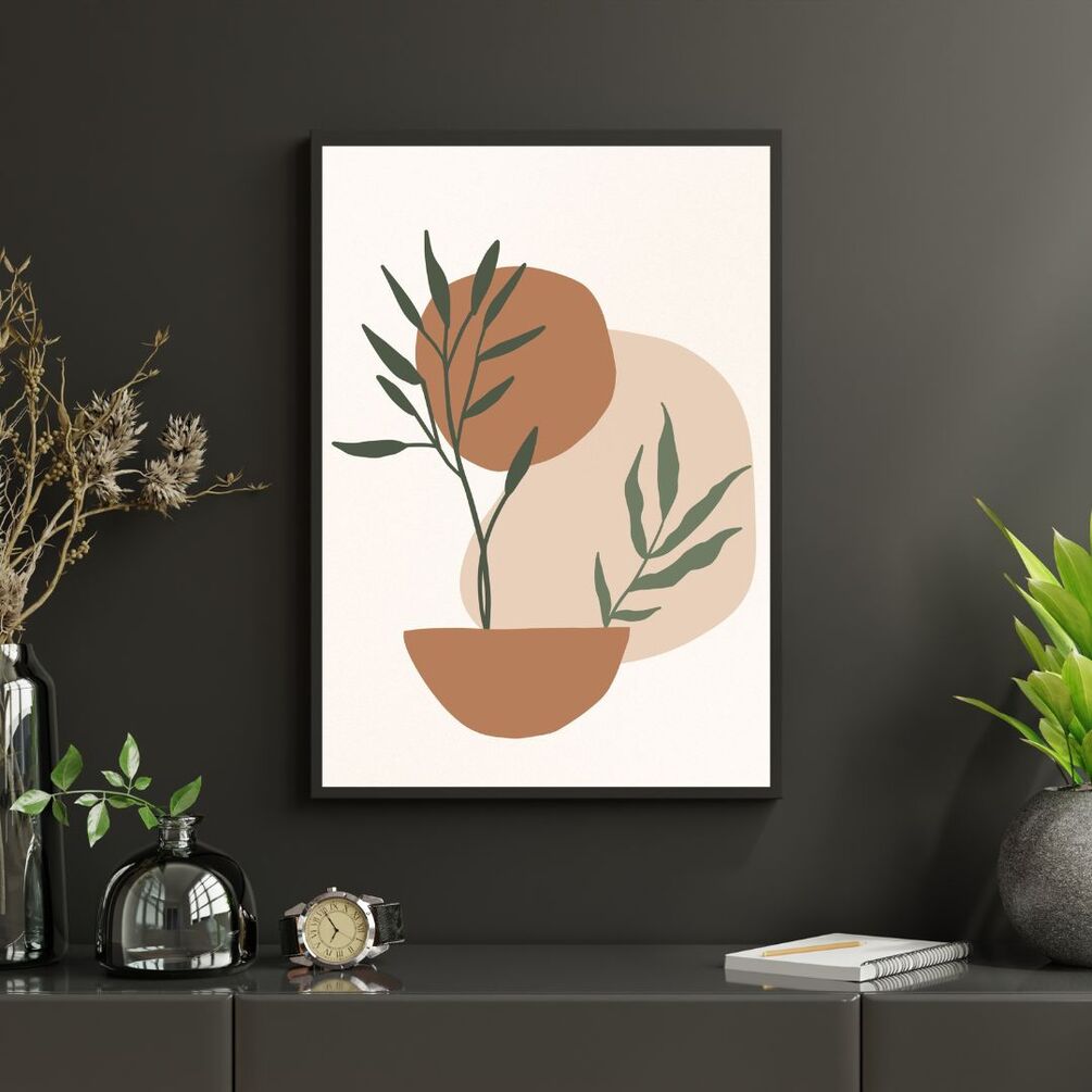 bige minimalist botanical background printable wall art