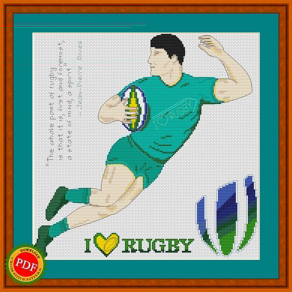 Rugby Cross Stitch Pattern | Rugby Union | Rugby Player