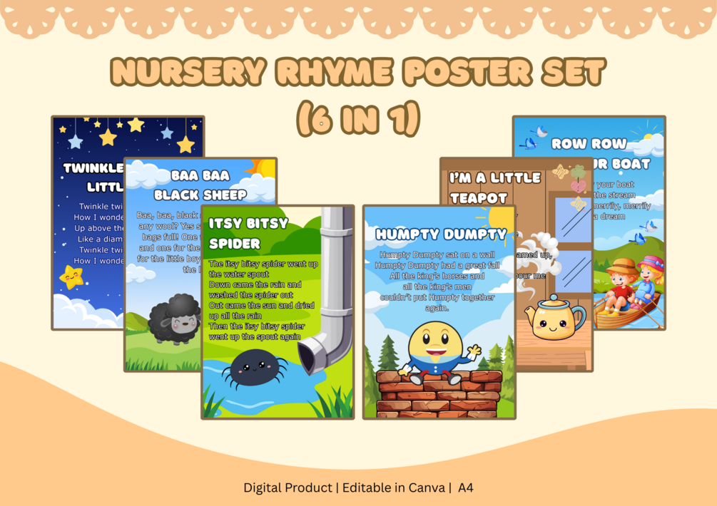 Nursery Rhyme Poster Set (6 in 1)