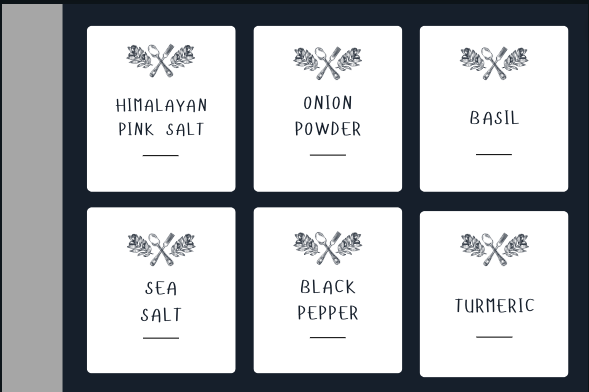 Kitchen Ingredient Labels