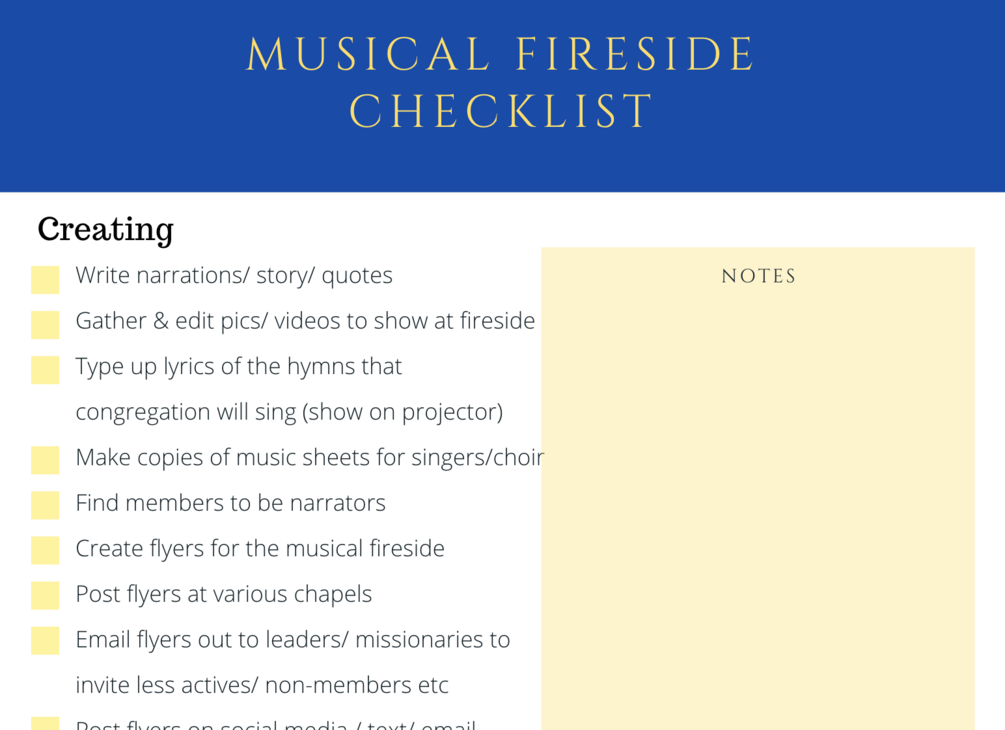Musical Fireside Checklist