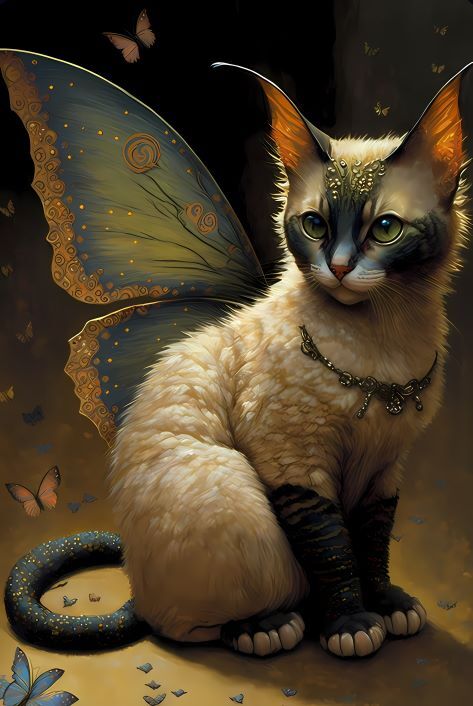 Drawing of an animal half cat half butterfly
