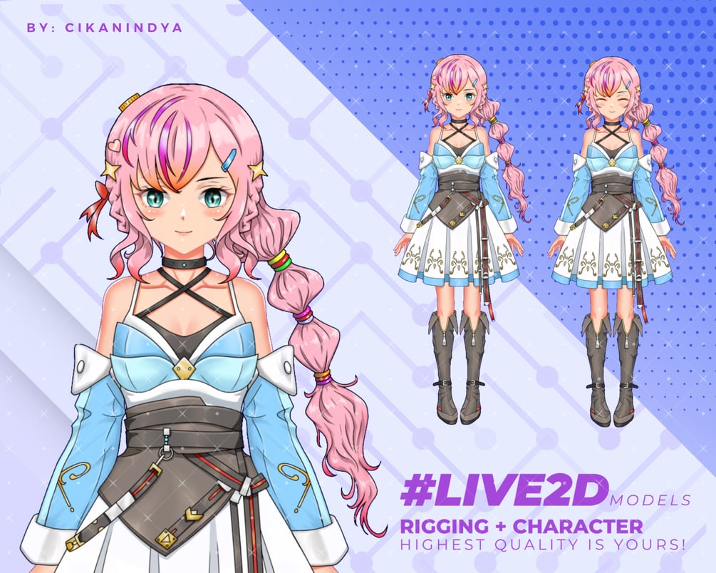 VTuber Model | Unique Live2D Model with Pink Hair Girl for Streaming ...