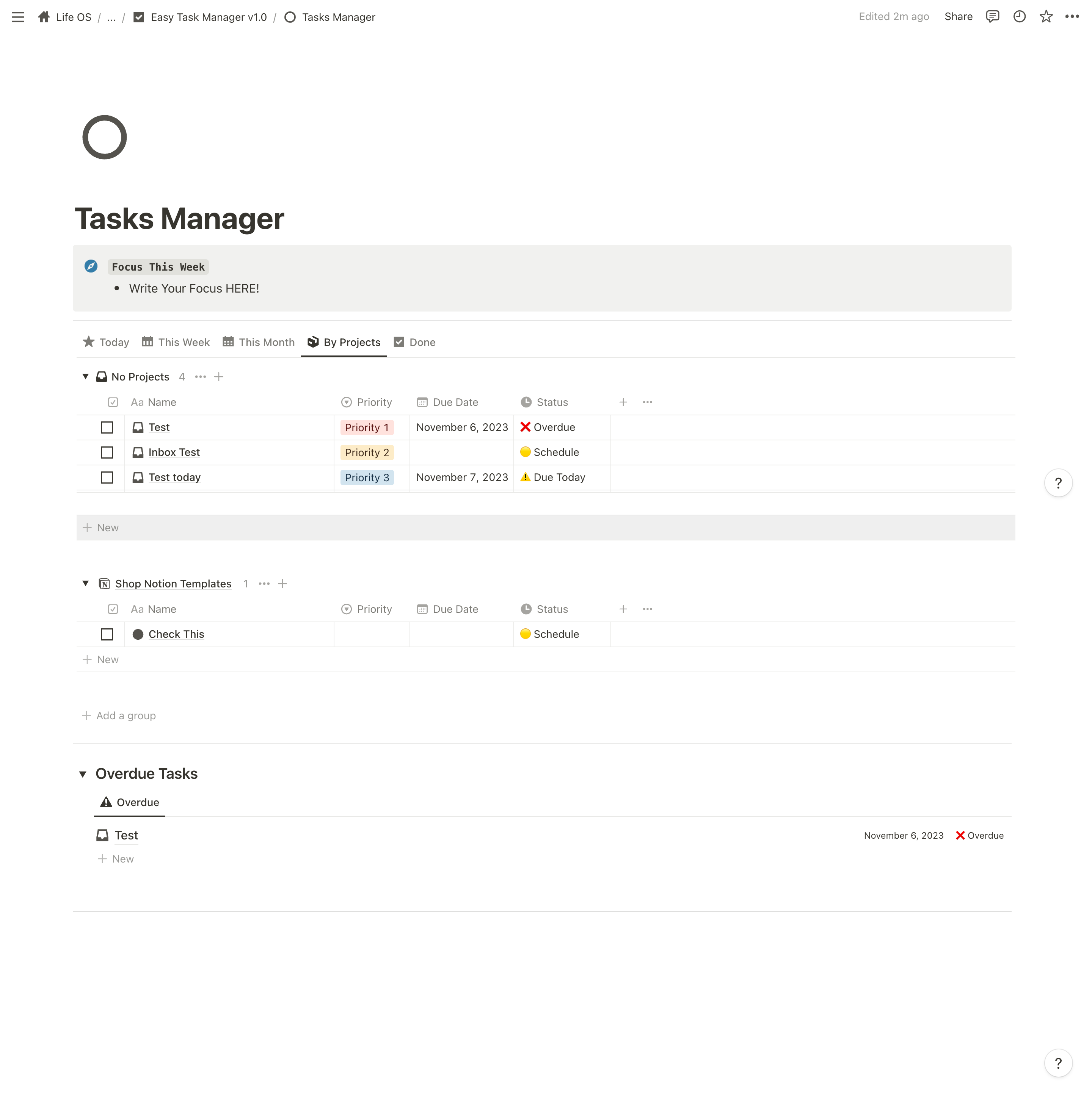 Notion Task and Project Manager