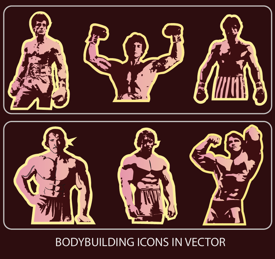 6 high quality body building icons in vector
