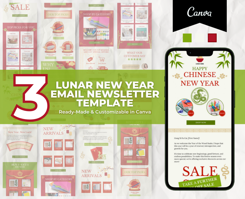Editable Supplies Lunar New Year Email Template for Klaviyo Mailchimp ...