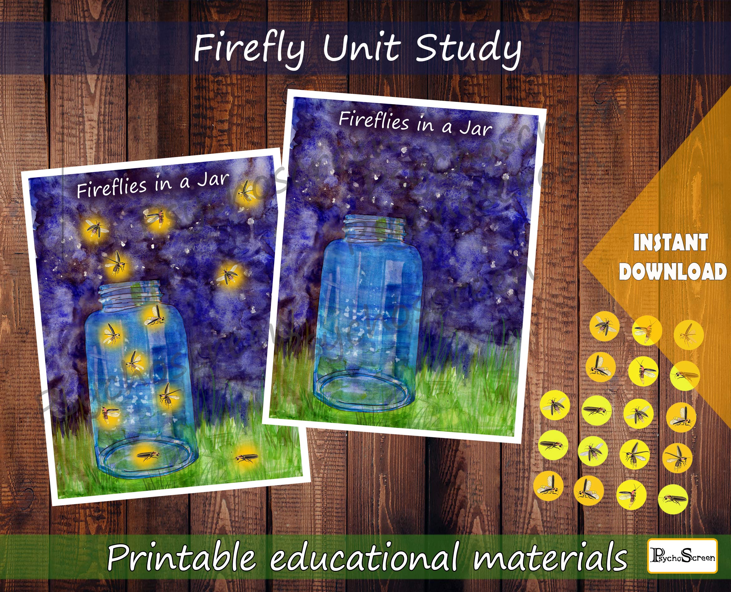 FIREFLY Unit Study: MEGA Printable fireflies set, Lighting bugs, insects