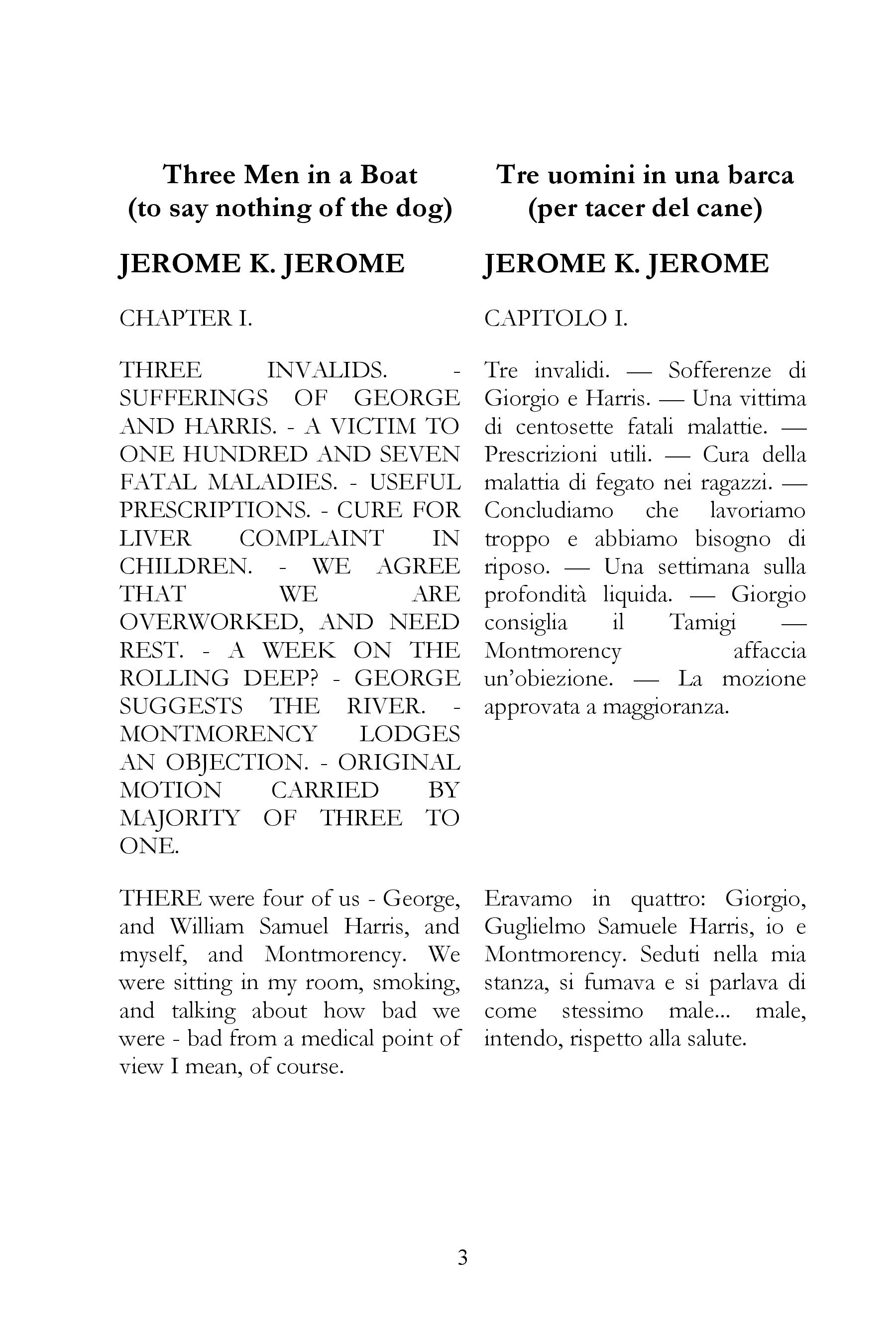 THREE MEN IN BOAT: Bilingual Edition (English - Italian ) by JEROME K ...