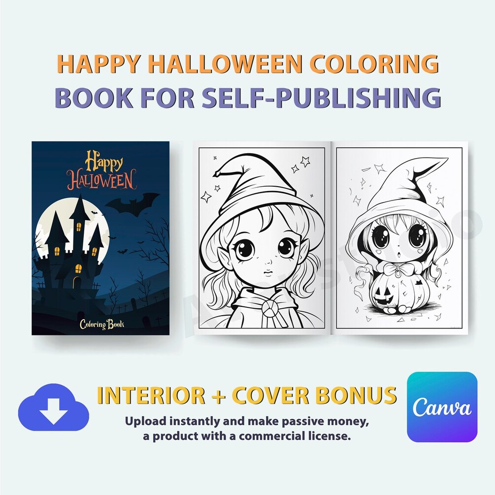 Printable Happy Halloween Coloring Sheets Book | KDP Interior and Cover ...