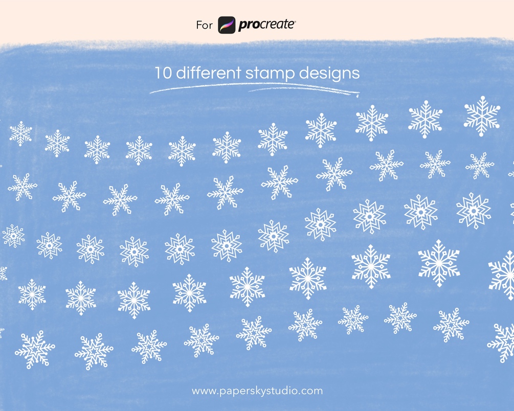 Free 10 Snowflake Stamp Procreate Brushes