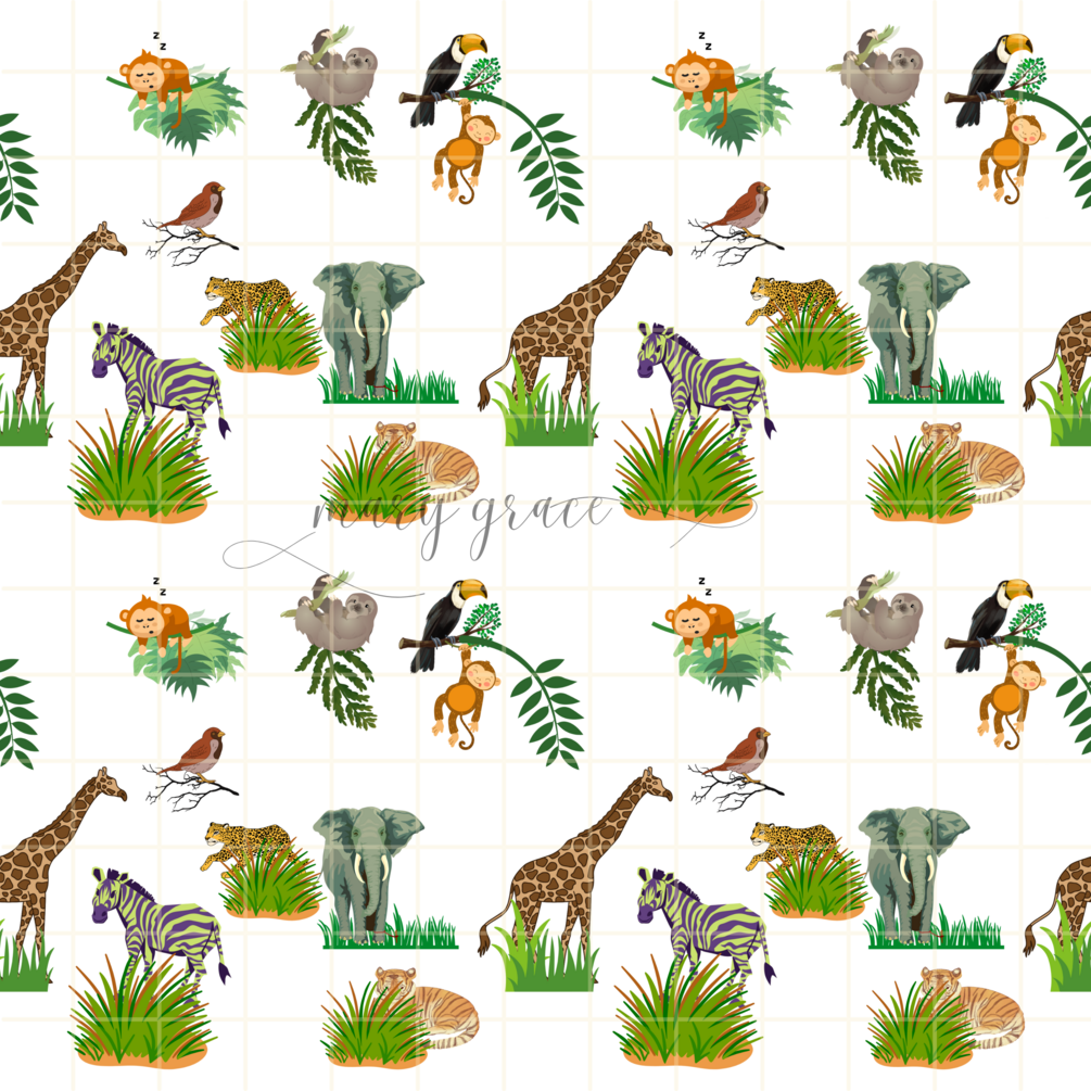 Jungle Safari Animals Seamless Pattern – Cute Wildlife Fabric for Kids ...