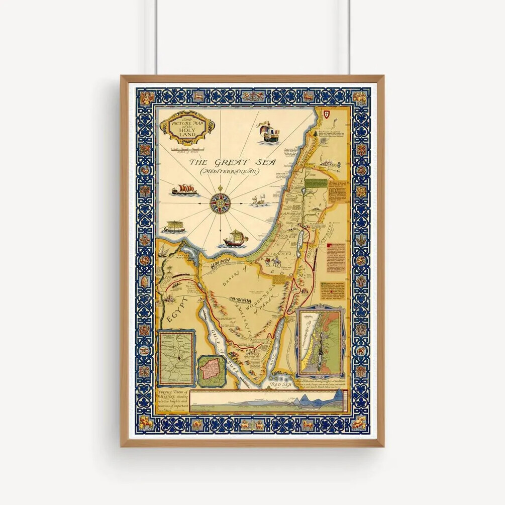 Biblical Map of the Holy Land Poster | Historical Boundaries, Roads ...