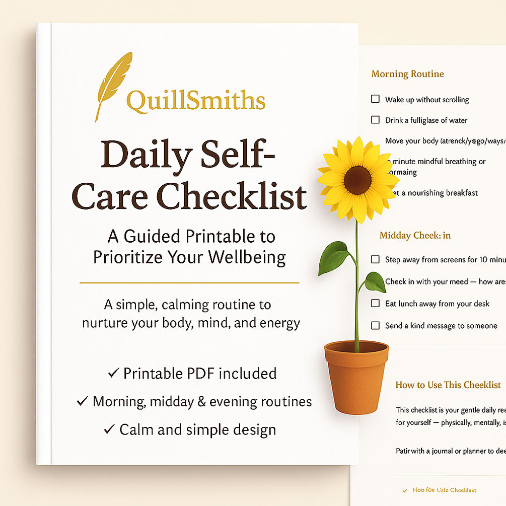 Daily Self-Care Checklist – Printable Wellness & Mental Clarity Planner ...